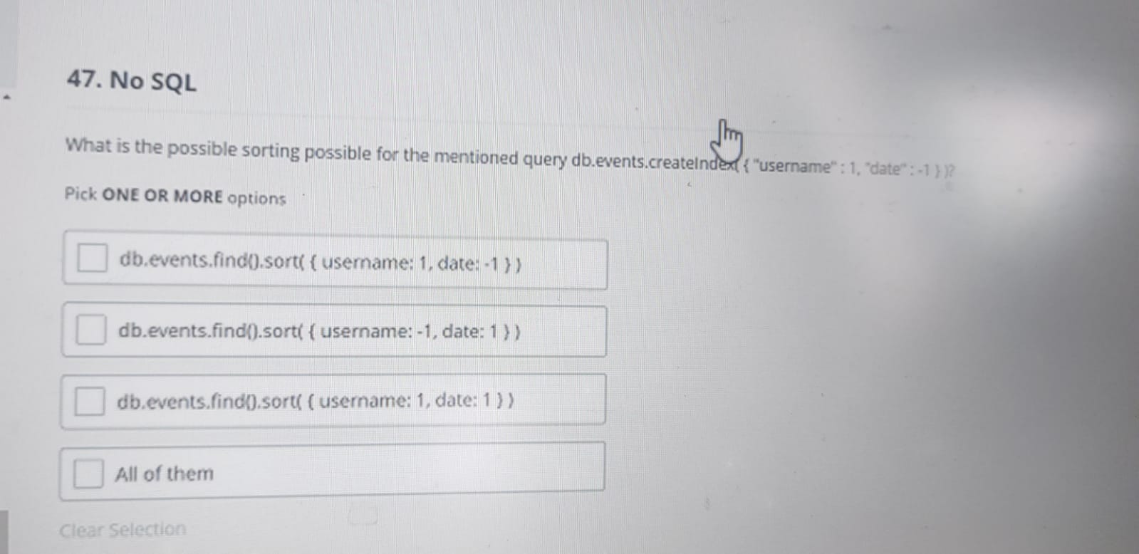 Solved No SQLWhat is the possible sorting possible for the | Chegg.com