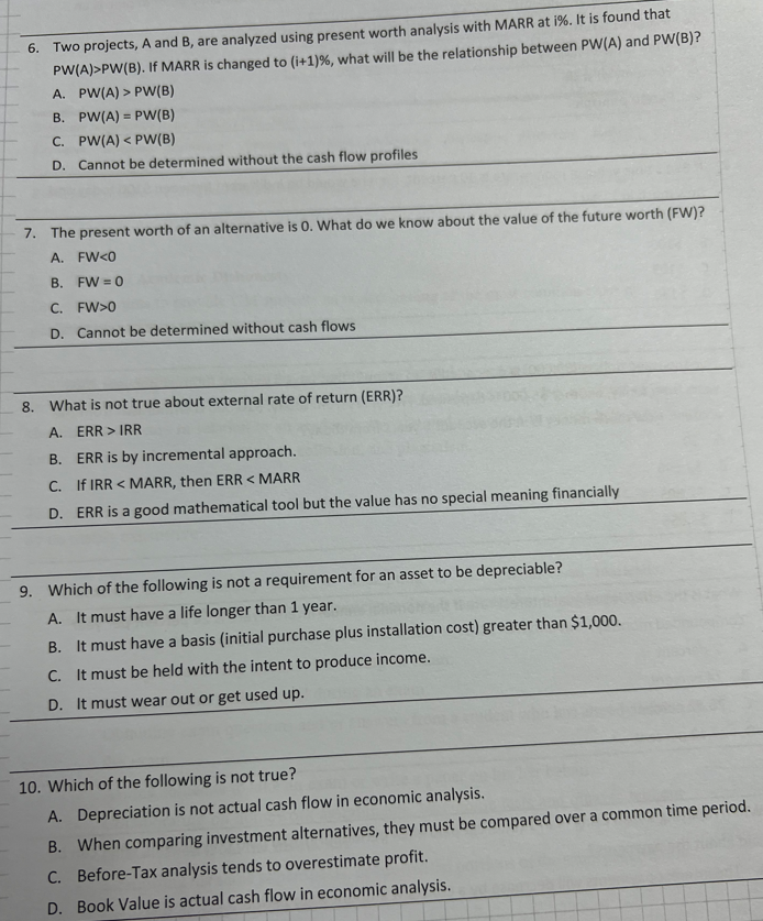Solved - Formulas in Engineering Economics6. Two projects, A | Chegg.com