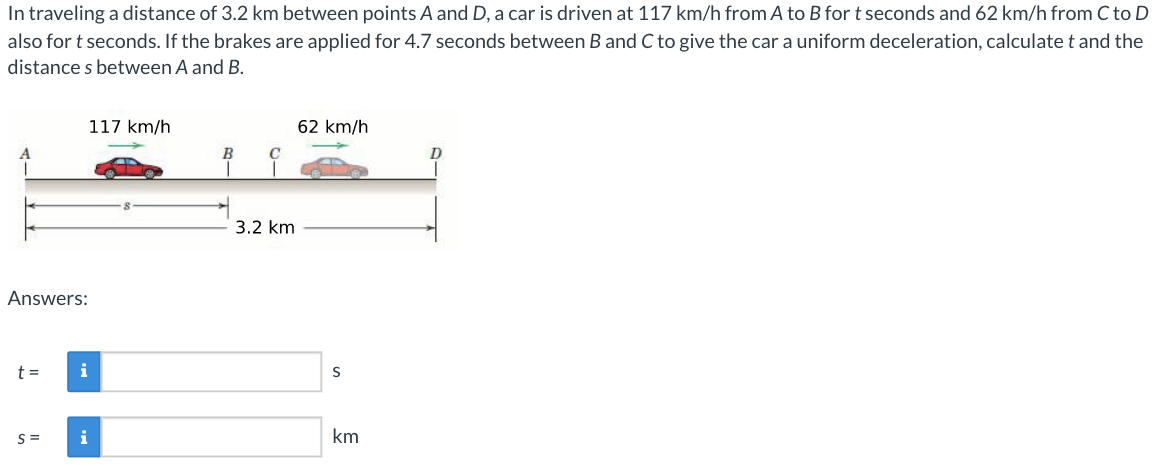 Solved In traveling a distance of 3.2 km between points A | Chegg.com
