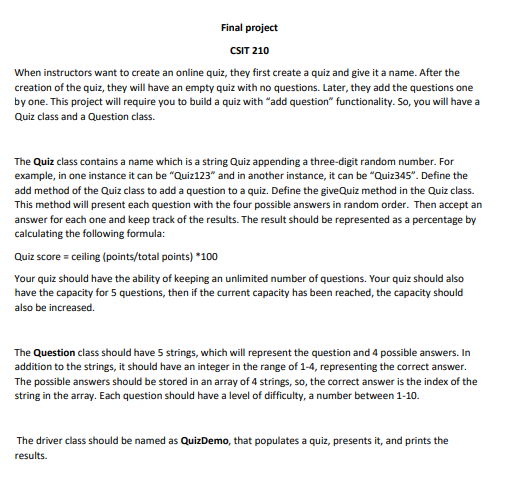 Solved Final project CSIT 210 When instructors want to | Chegg.com Solved Final project CSIT 210 When instructors want to | Chegg.com