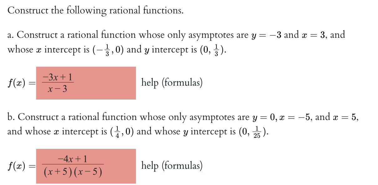 Solved Construct the following rational functions.a. | Chegg.com