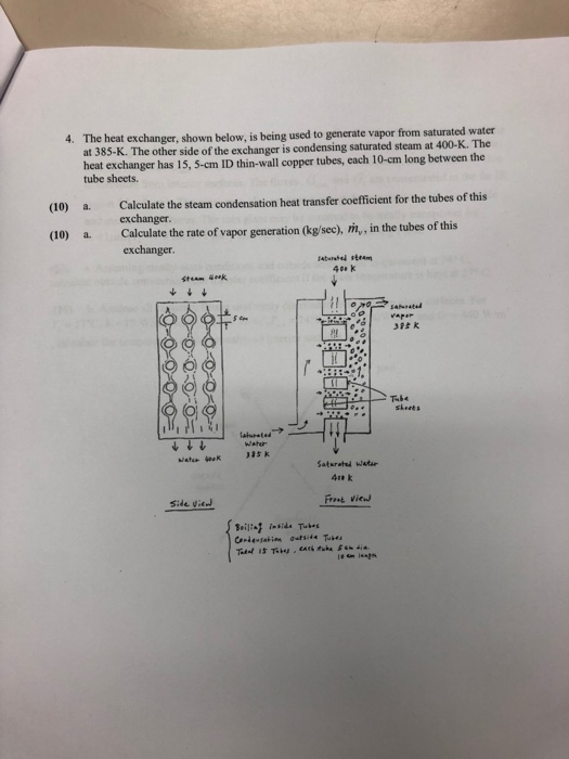 Solved 4. The heat exchanger, shown below, is being used to | Chegg.com