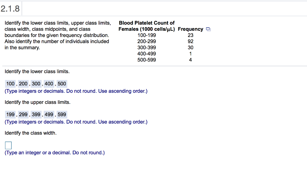 Solved ldentify the lower class limits, upper class limits, | Chegg.com