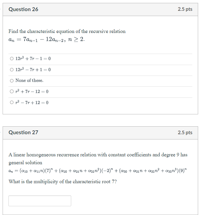 Find the characteristic equation of the recursive | Chegg.com