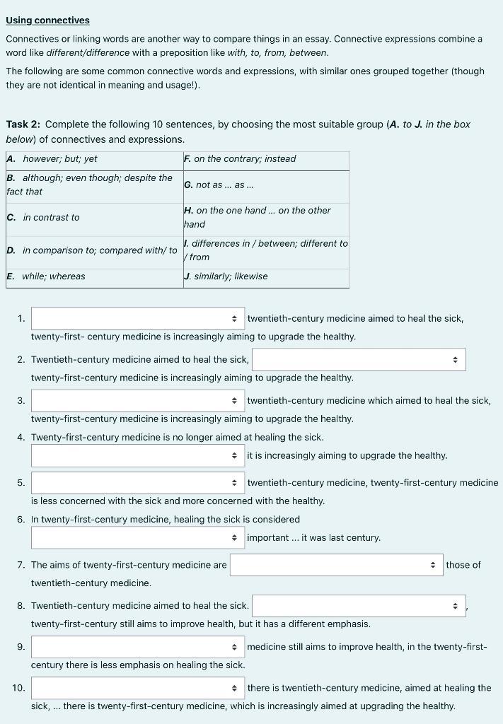 Solved Using connectives Connectives or linking words are | Chegg.com