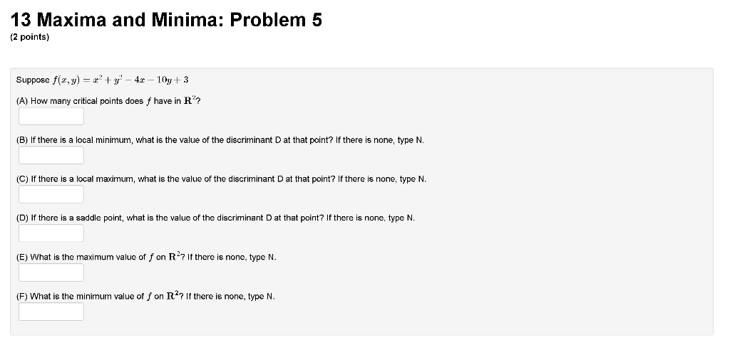 Solved 13 Maxima and Minima: Problem 5 (2 points) Suppose | Chegg.com