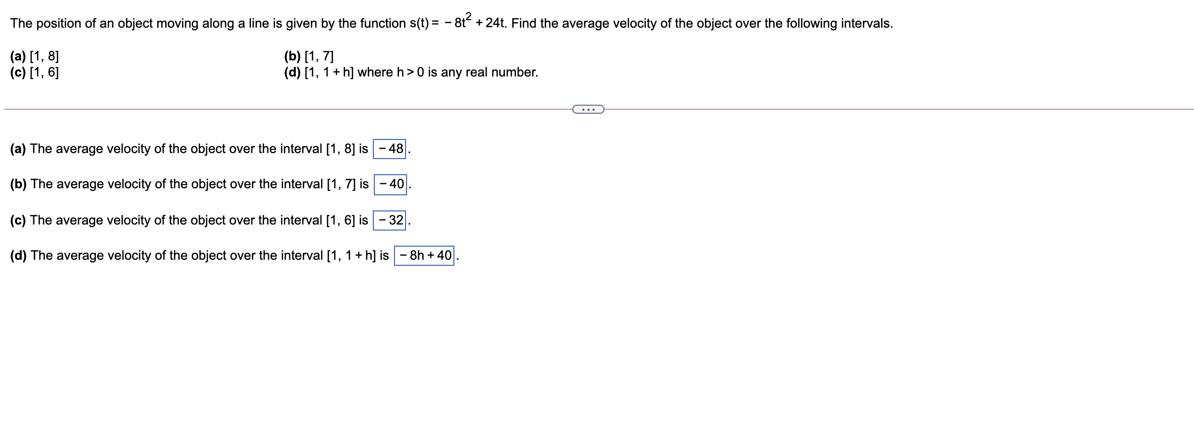 Solved The position of an object moving along a line is | Chegg.com