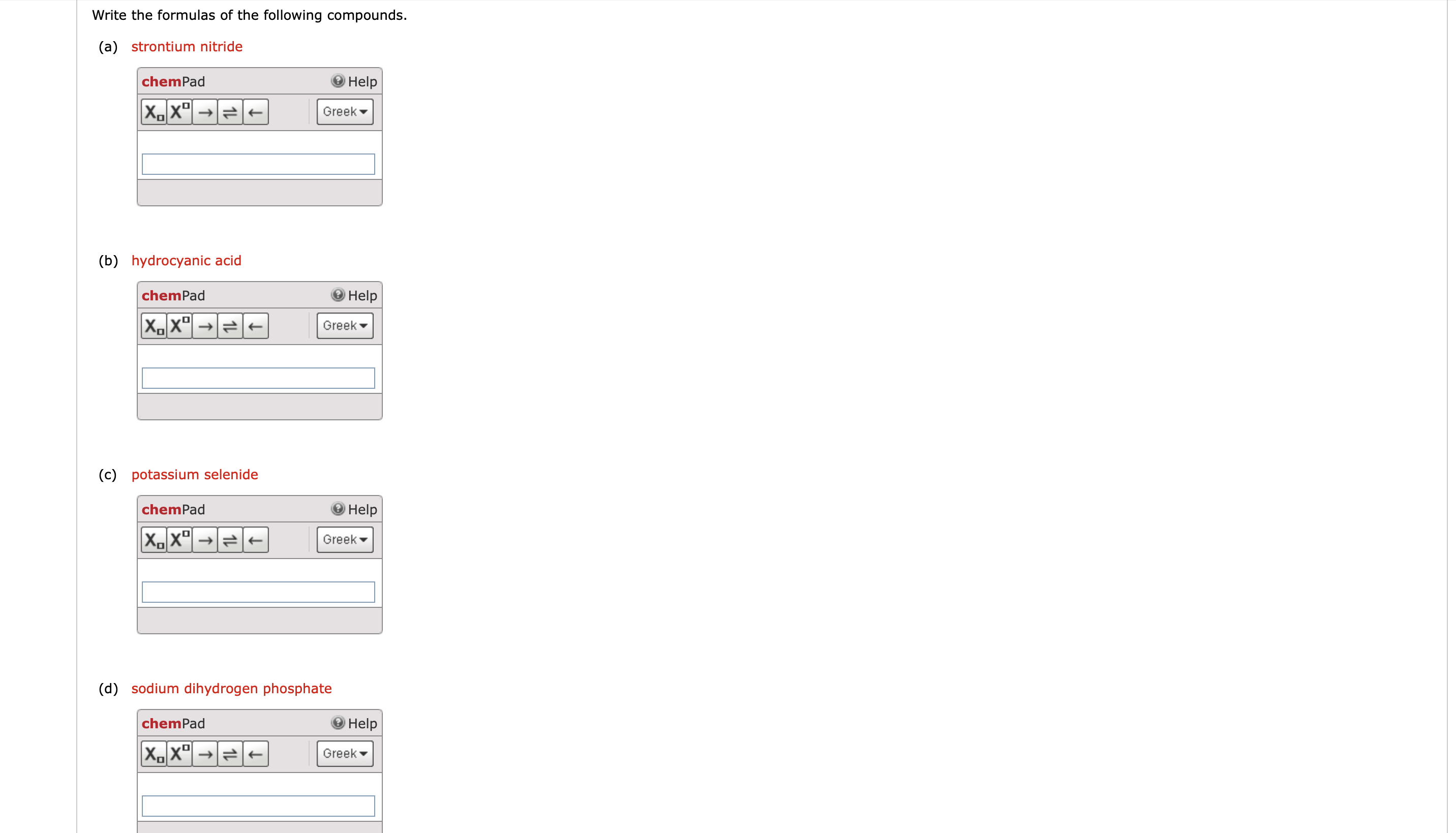 Solved Write the formulas of the following compounds. (a) | Chegg.com