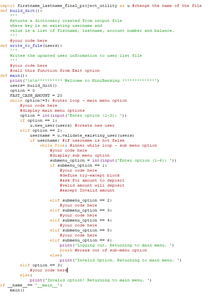 Solved IT109- Final Project Simple Banking Application The | Chegg.com