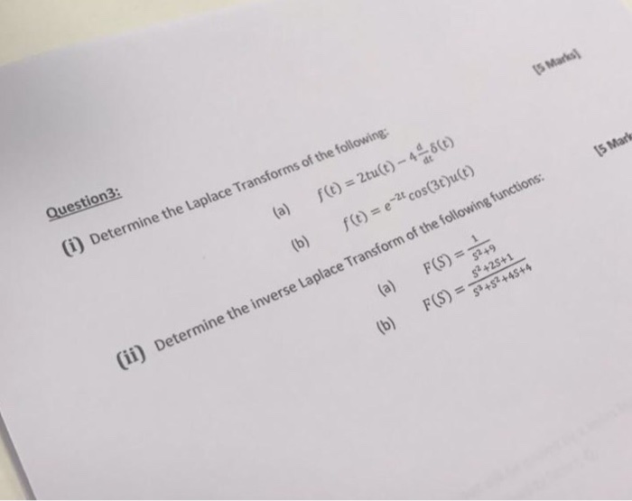 Solved Determine The Laplace Transforms Of The Following