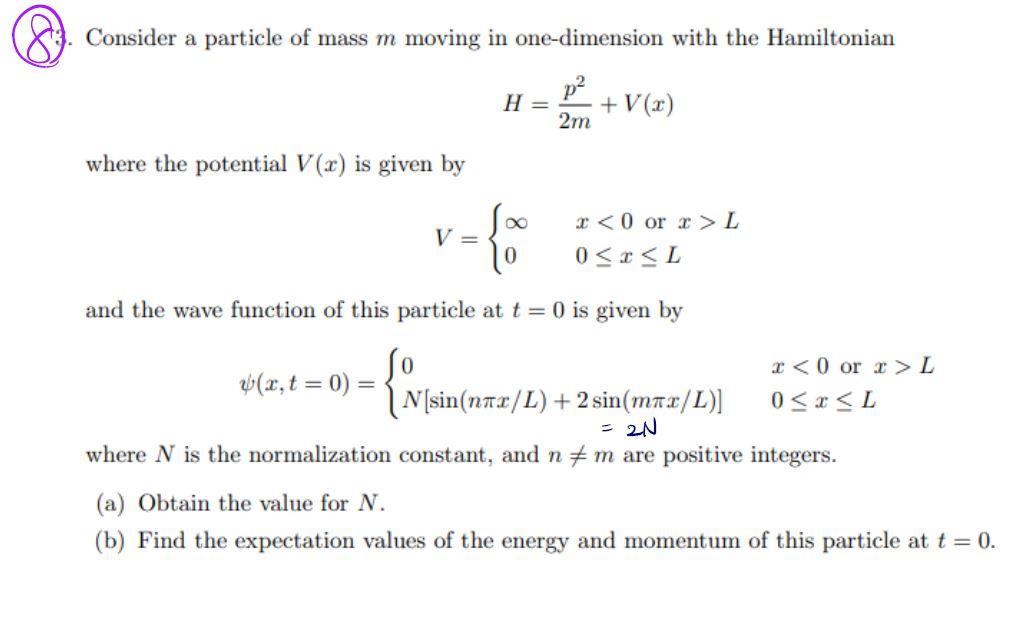 Solved Consider a particle of mass m moving in one-dimension | Chegg.com