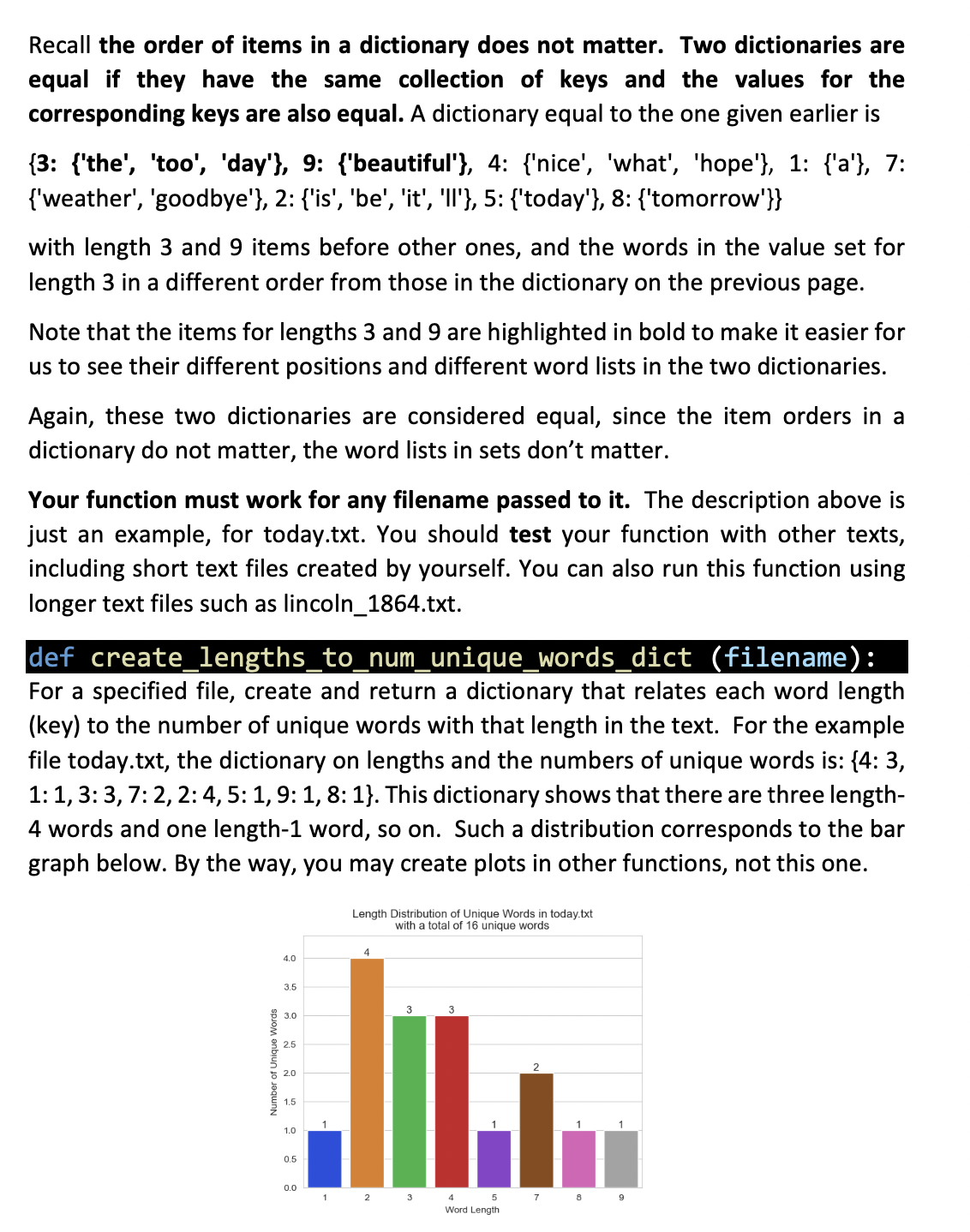 Solved Recall the order of items in a dictionary does not | Chegg.com