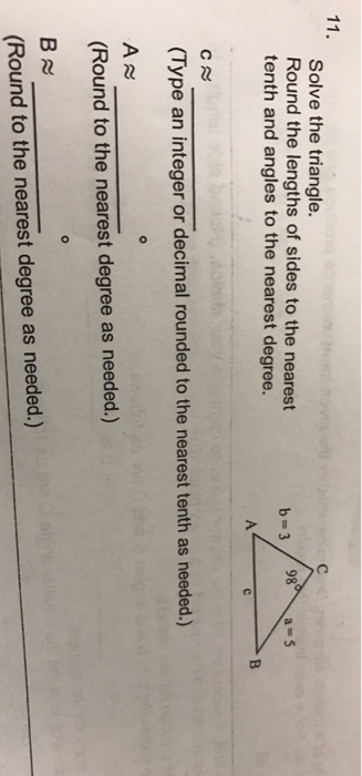 Solved Solve the triangle. Round the lengths of sides to | Chegg.com