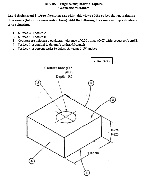 Solved Lab 6 Assignment 1: Draw front, top and right-side | Chegg.com