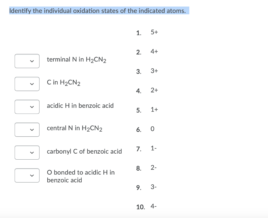 Solved Identify the individual oxidation states of the | Chegg.com