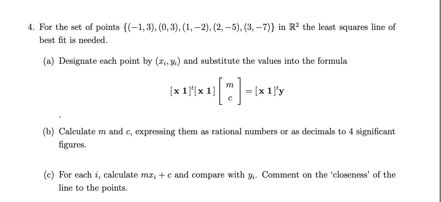 Solved For the set of points | Chegg.com