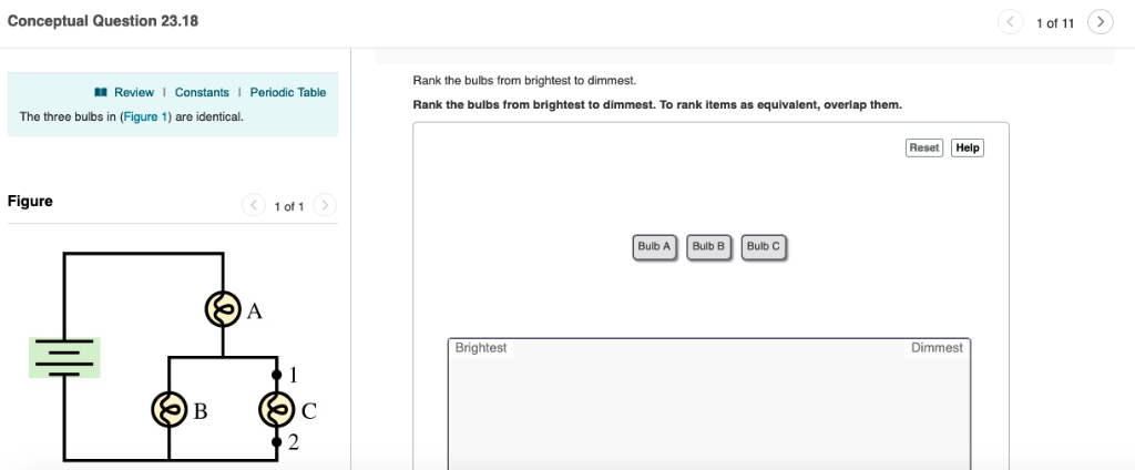 Solved Conceptual Question 23.18 of 11 Rank the bulbs from | Chegg.com Solved Conceptual Question 23.18 of 11 Rank the bulbs from | Chegg.com
