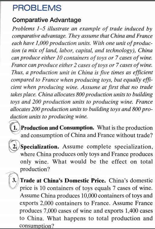 Solved PROBLEMS Comparative Advantage Problems 1-5 | Chegg.com