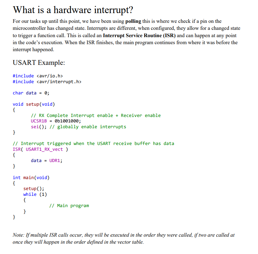 Solved What is a hardware interrupt? For our tasks up until | Chegg.com