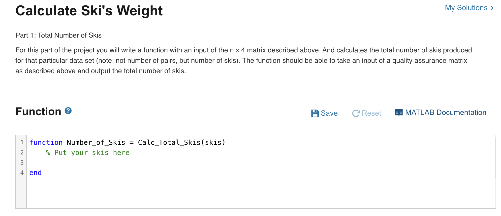Solved Calculate Ski's Weight My Solution Part 1: Total | Chegg.com