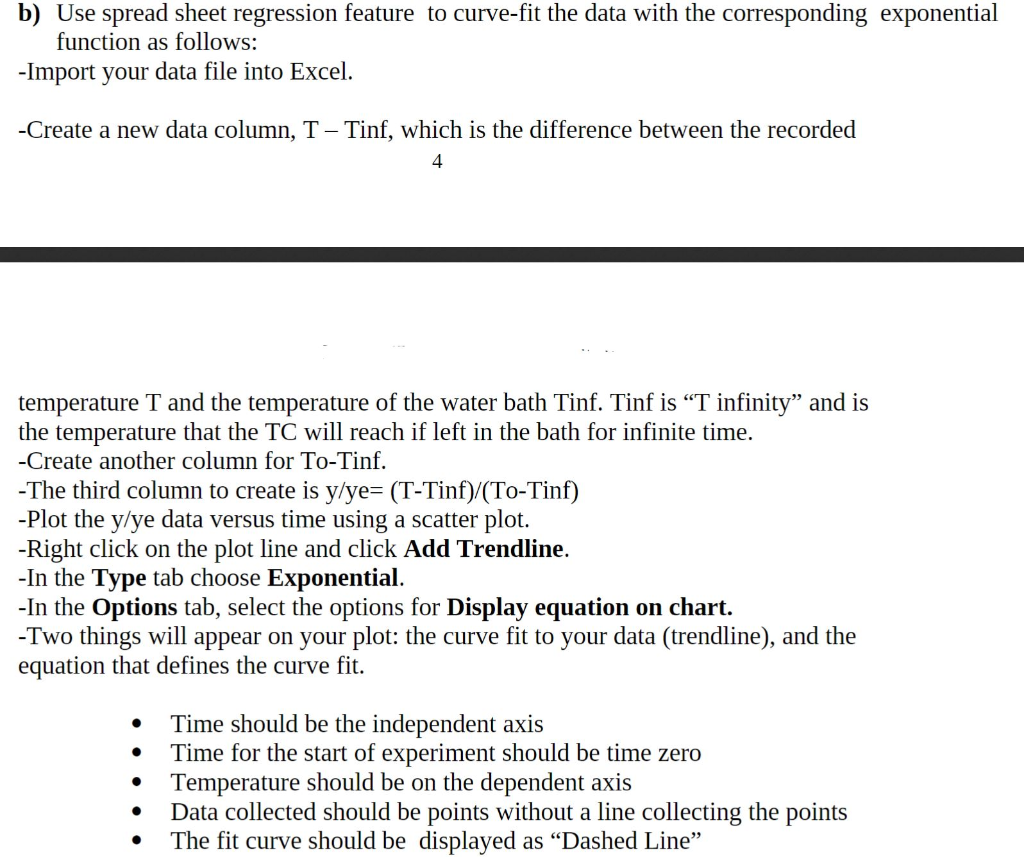 Solved b) Use spread sheet regression feature to curve-fit | Chegg.com