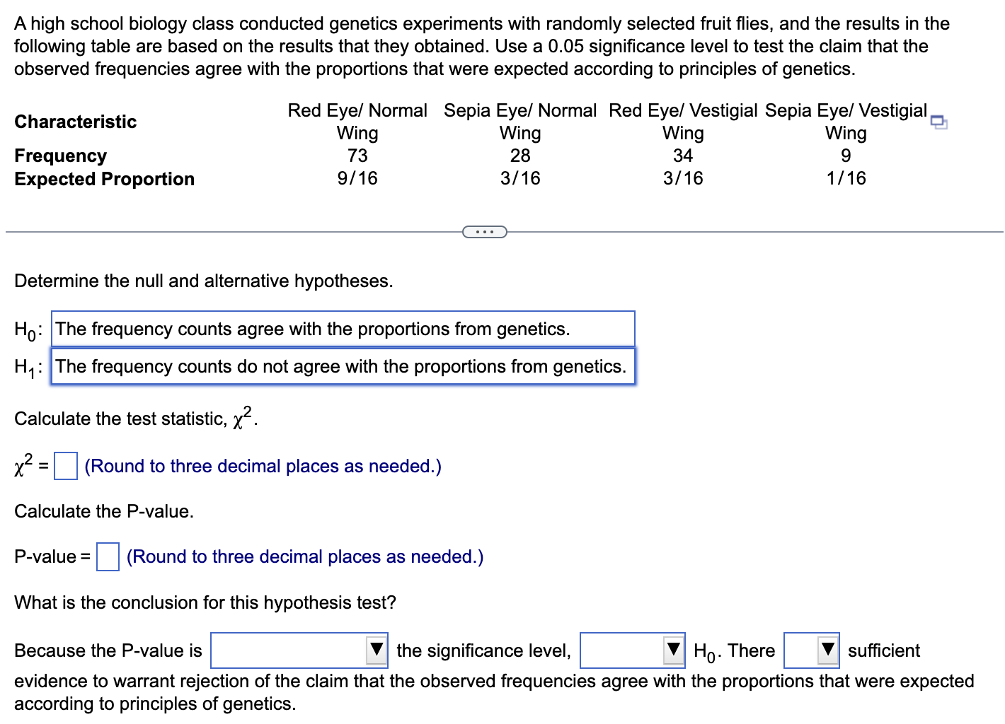Solved A high school biology class conducted genetics | Chegg.com