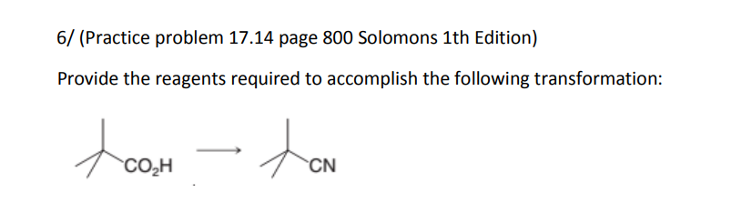 Solved 6/ (Practice problem 17.14 page 800 Solomons 1th | Chegg.com