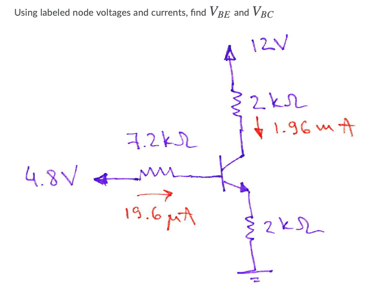 Solved Using labeled node voltages and currents, find VBE | Chegg.com