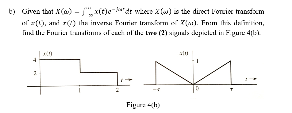 Solved b) Given that X(w) = x(t)e-jwt dt where X(w) is the | Chegg.com
