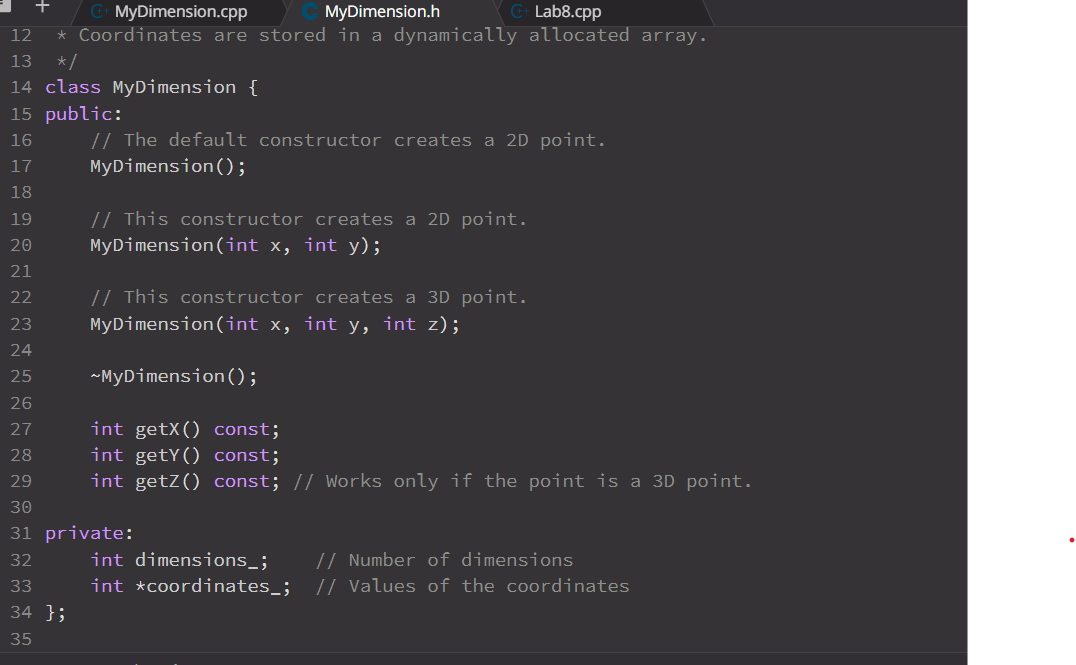 Solved Question1 Mydimension Class Part 1 [60] Follow The