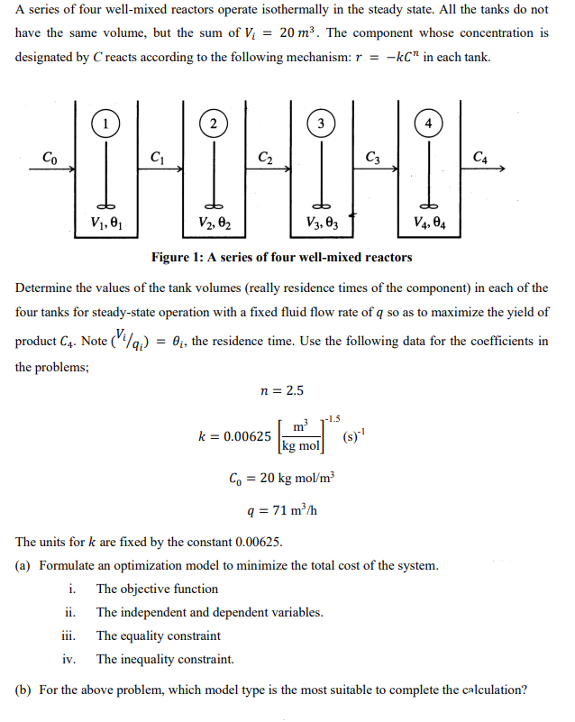 A series of four well-mixed reactors operate | Chegg.com
