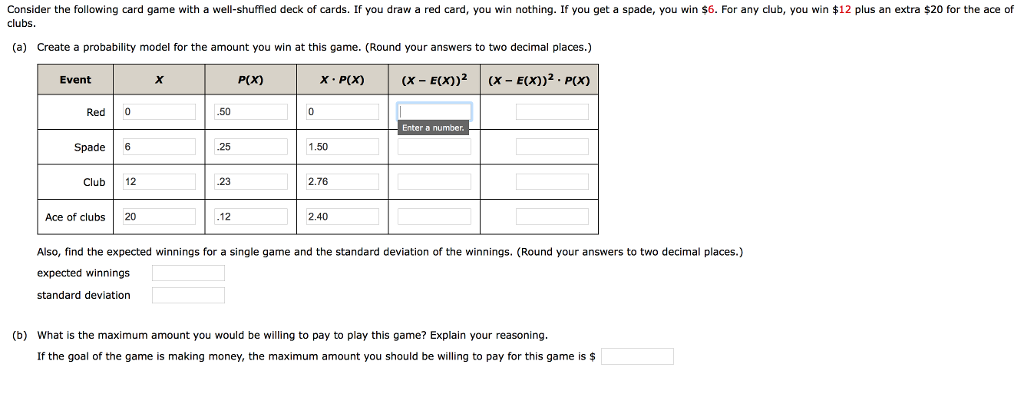 Solved Consider The Following Card Game With A Well Shuffled