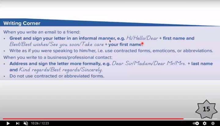Solved Writing Corner When you write an email to a friend: • | Chegg.com