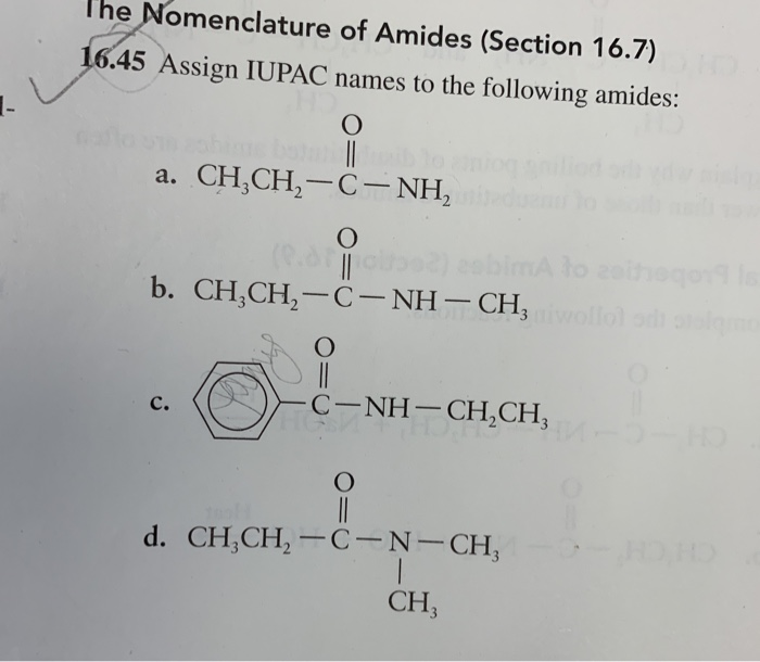 Solved The Nomenclature of Amides (Section 16.7) 16.45 | Chegg.com