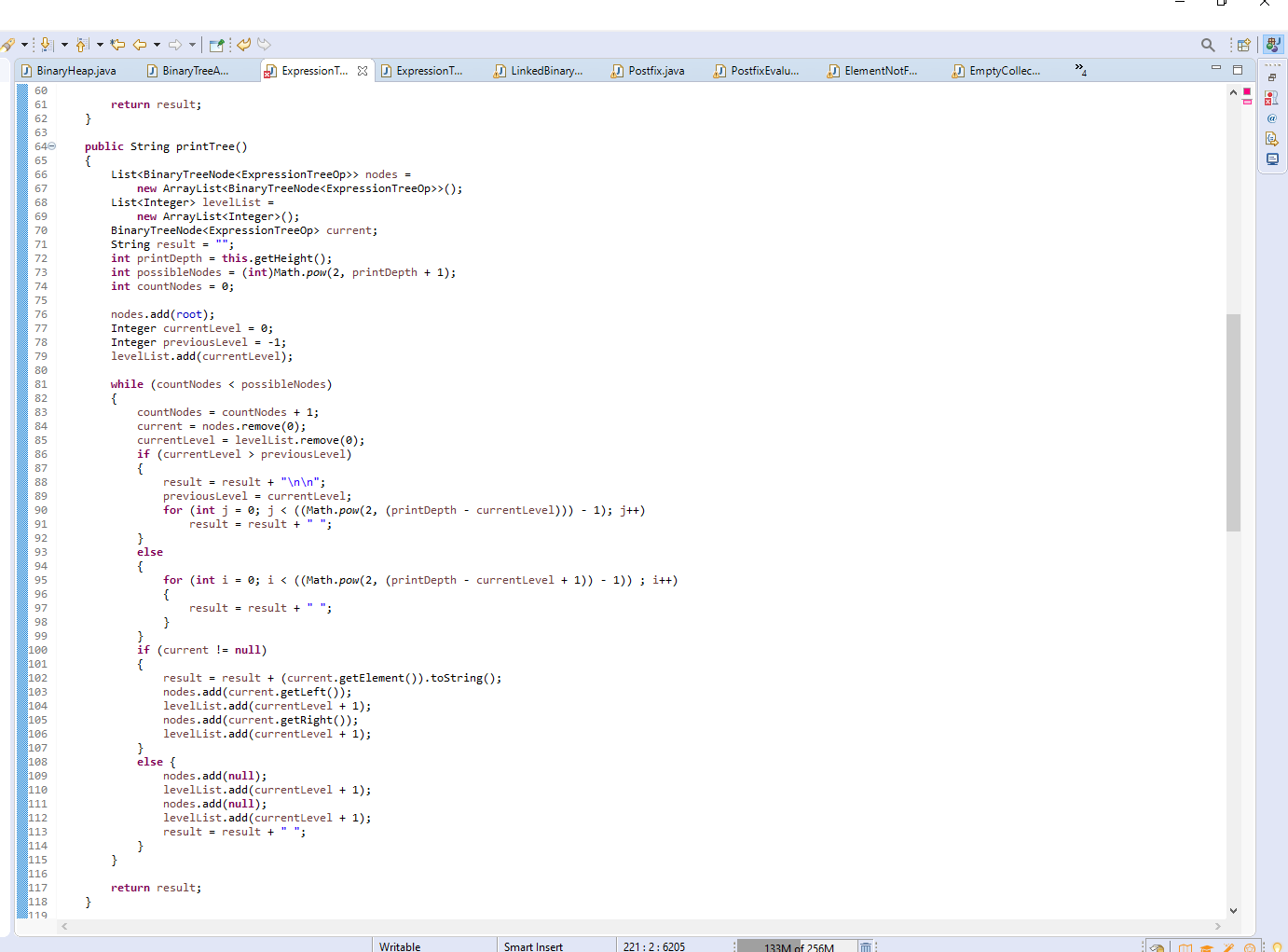 Define ExpressionTree.toString(). • Use a simple | Chegg.com