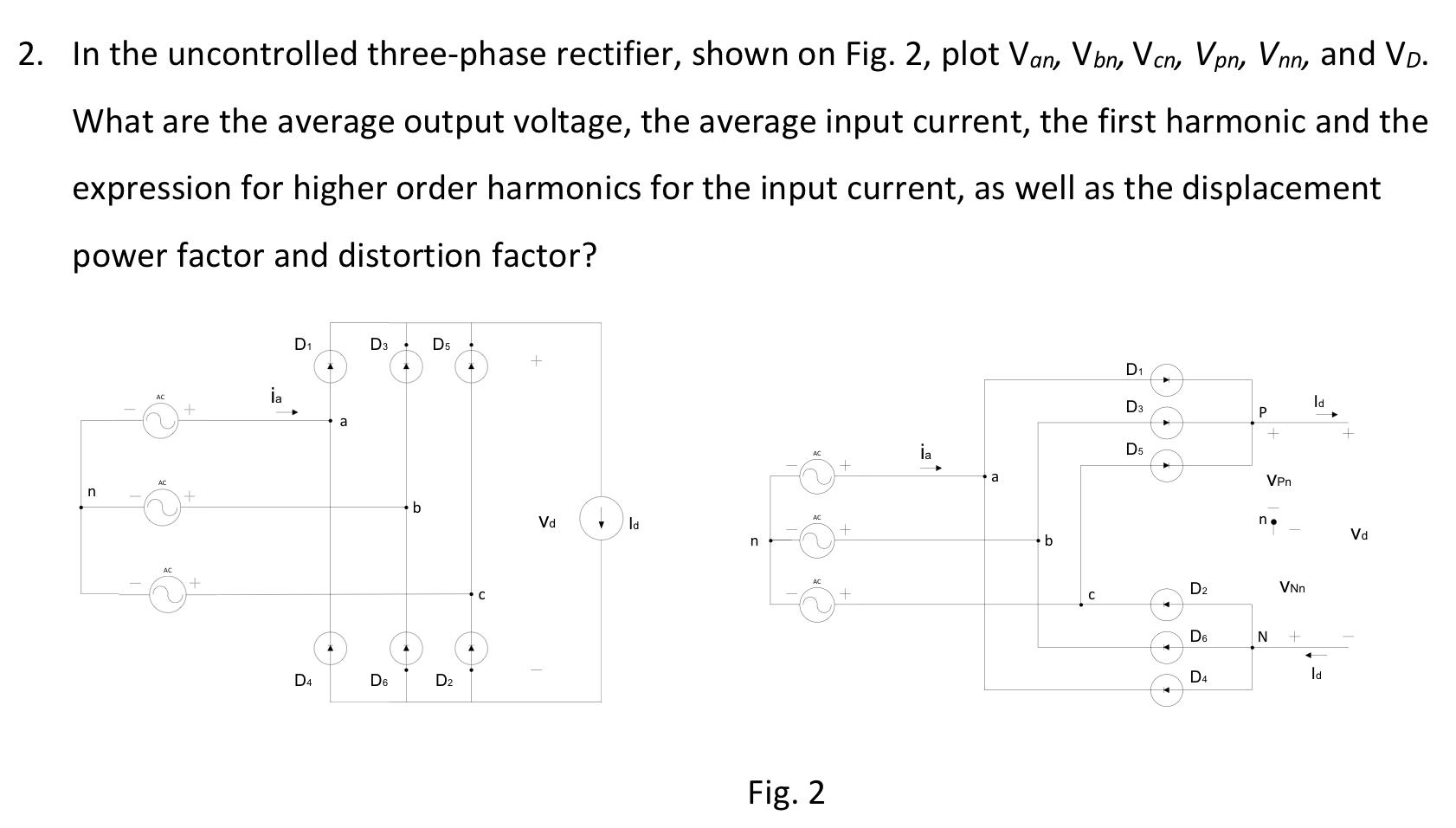 Solved 2. In the uncontrolled three-phase rectifier, shown | Chegg.com