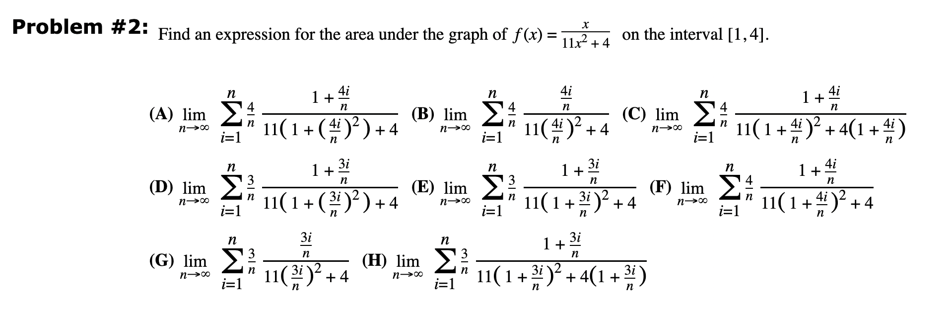 Solved Problem \# 2: Find an expression for the area under | Chegg.com
