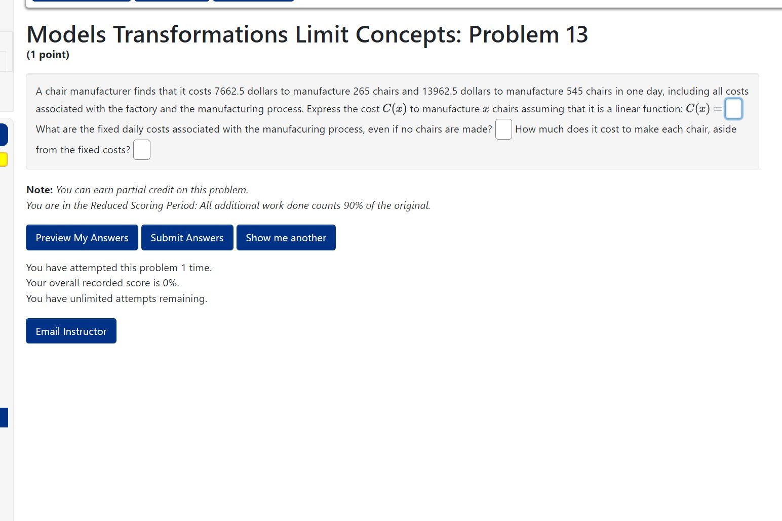Solved Models Transformations Limit Concepts: Problem 13 (1 | Chegg.com