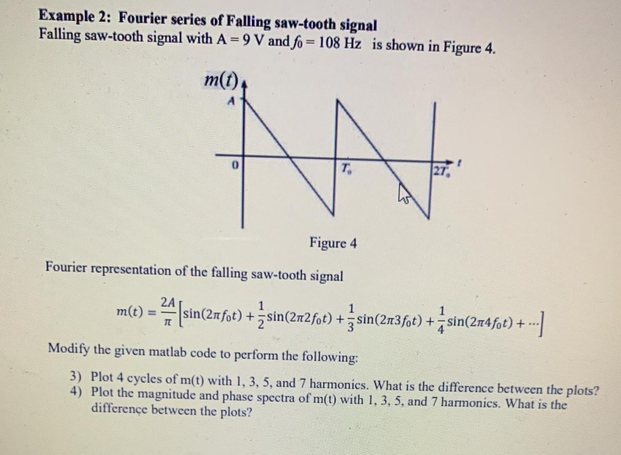 Solved Example 2: Fourier series of Falling saw-tooth signal | Chegg.com