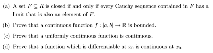 Solved A A Set Fcr Is Closed If And Only If Every Cauchy 