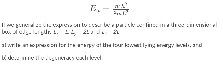 Solved En nh 8mL2 If we generalize the expression to | Chegg.com
