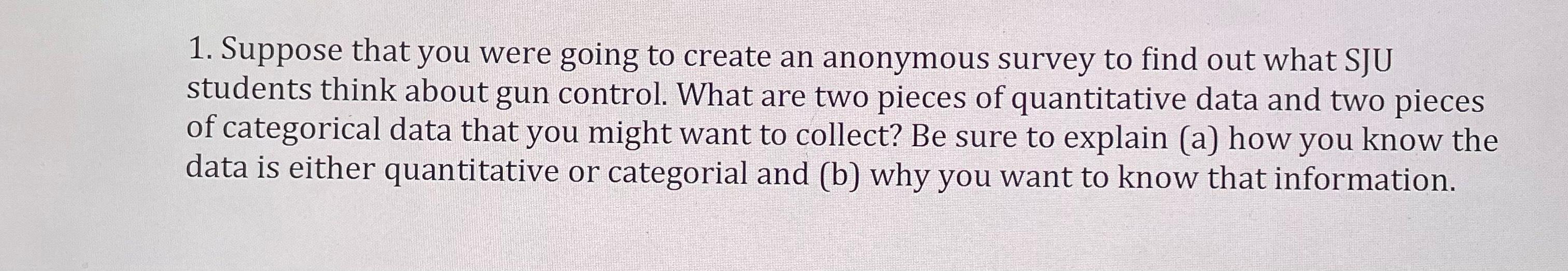 Solved 1. Suppose that you were going to create an anonymous | Chegg.com
