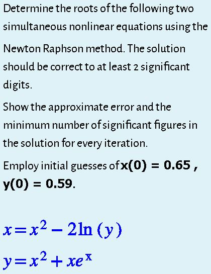 Solved Determine the roots ofthe following two simultaneous | Chegg.com