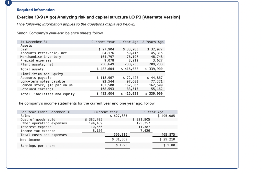 Solved (3-a) Compute times interest earned for the current | Chegg.com