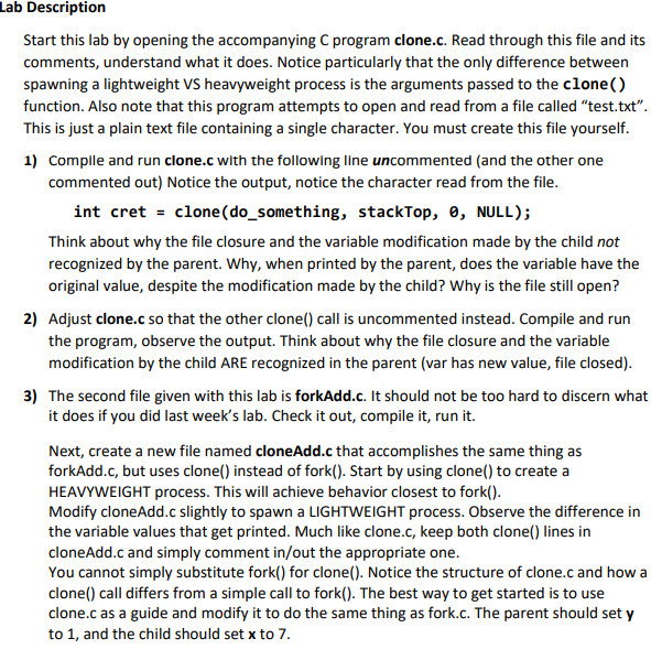 Solved Clone.c /* In this program we use the clone() | Chegg.com
