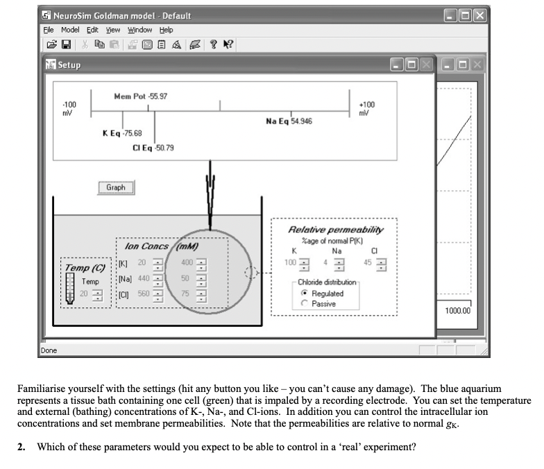 Solved NeuroSim Goldman model - Default Eile Model Edit View | Chegg.com