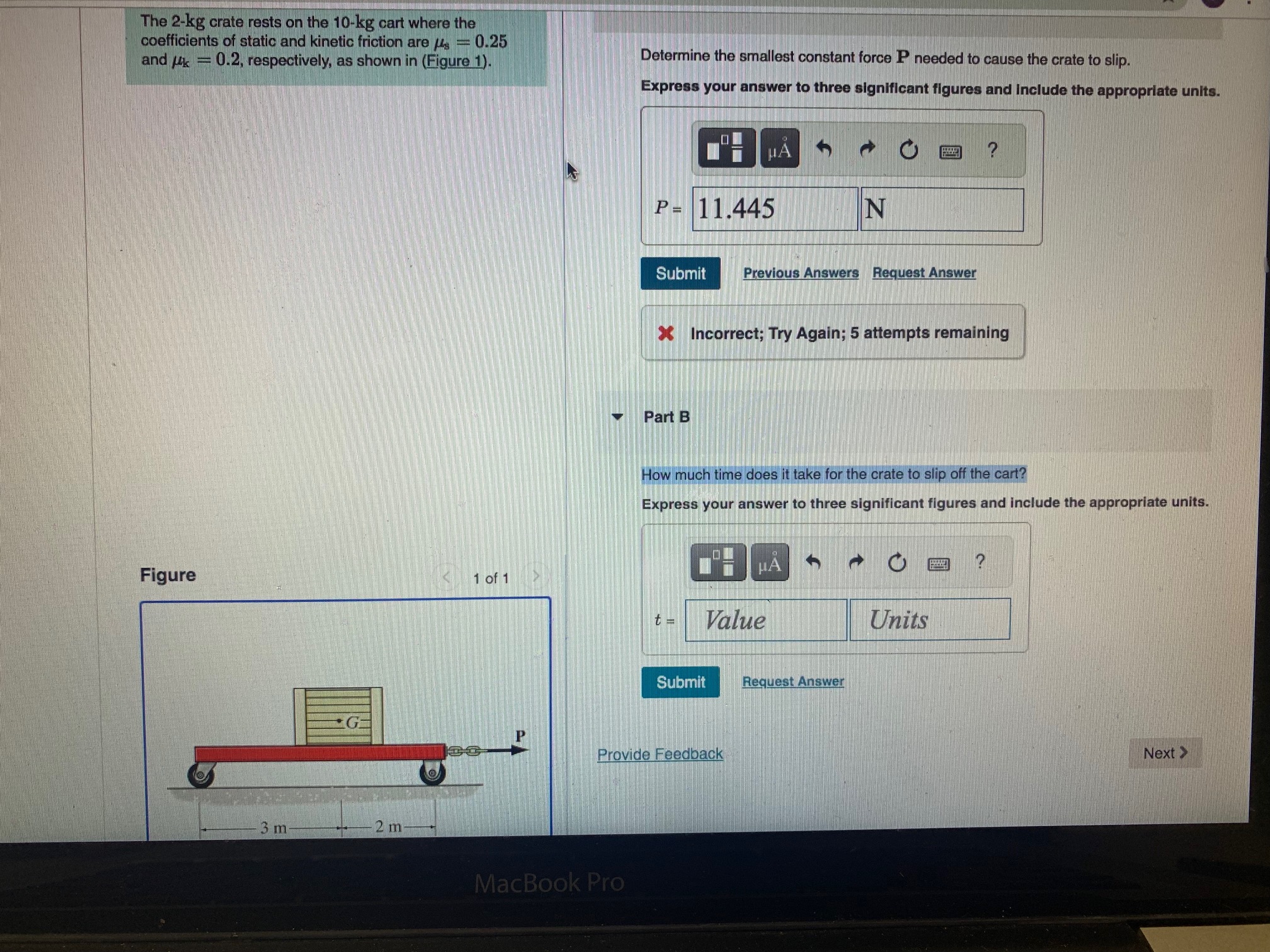 Solved The 2-kg crate rests on the 10-kg cart where the | Chegg.com