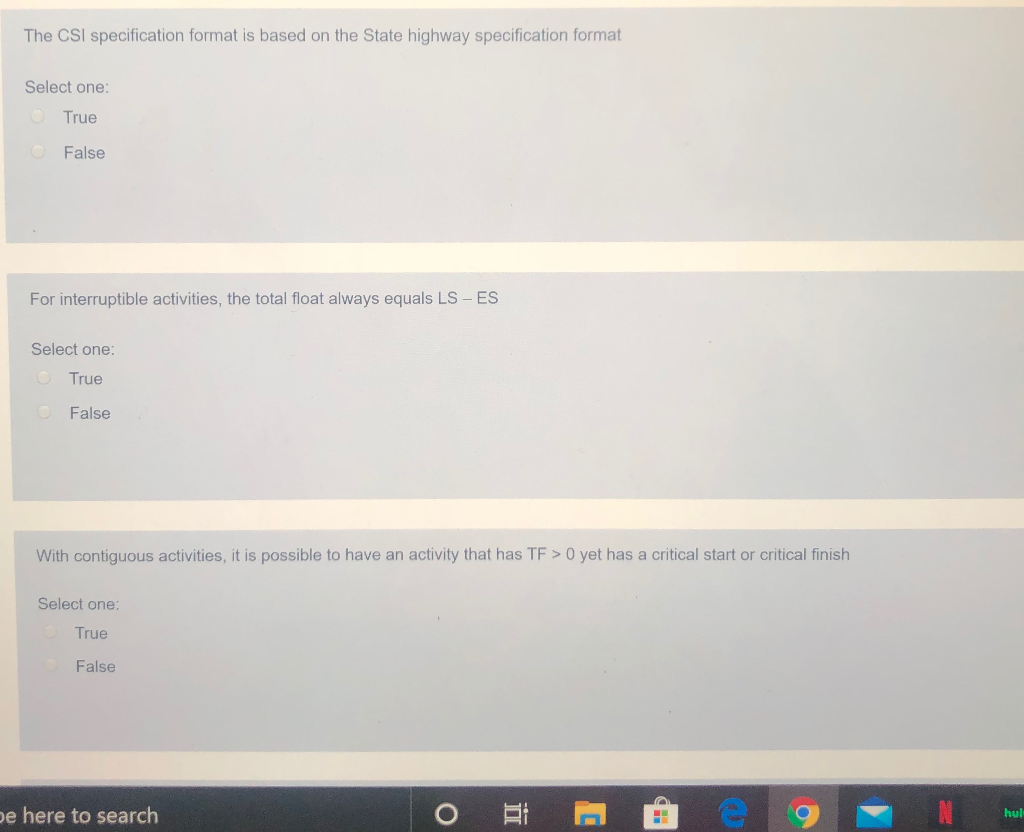 Solved The CSI specification format is based on the State | Chegg.com