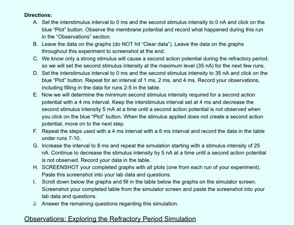 Solved Directions: A. Set the interstimulus interval to 0 ms | Chegg.com
