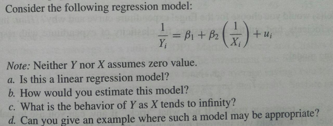 Solved Consider the following regression model: 1 Y; = pi + | Chegg.com